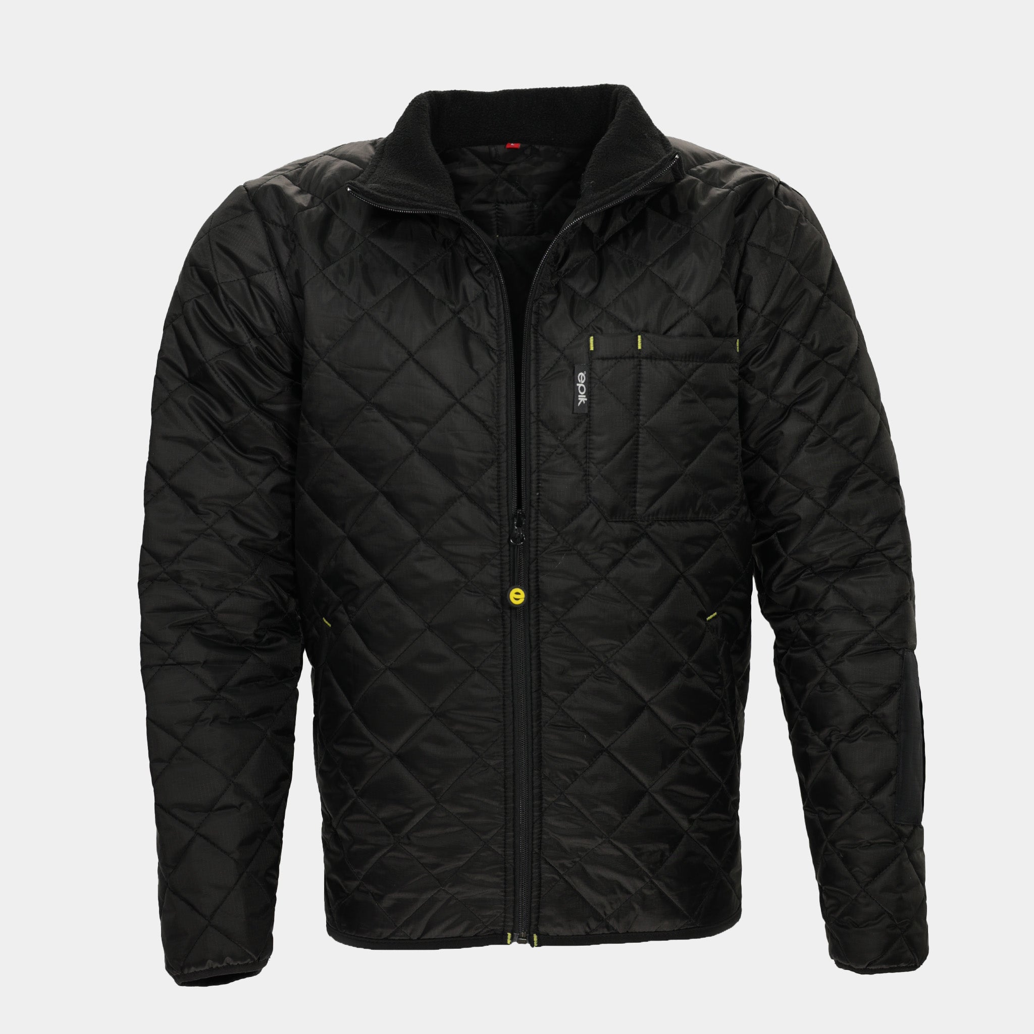 Epik's Agile Jacket - Charcoal Quilted Jacket w/ Arm Badge Pocket ...